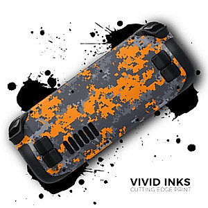 Design Skinz - Compatible with Steam Deck - Skin Decal Protective Scratch-Resistant Removable Vinyl Wrap Cover - Bright Orange and Gray Digital Camouflage