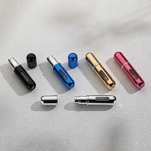 Lusiyi Refillable Perfume Bottle (5ML, 2PCS), Travel Cologne Atomizer, Portable Pocket Perfume Spray (0.2oz, Blue, Silver)