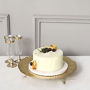 TABLECLOTHSFACTORY 12" Gold Wavy Hairpin Leg Metal Serving Tray Dessert Display, Pedestal Wedding Cake Cupcake Stand Centerpiece
