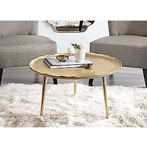 Kate and Laurel Alessia Modern Coffee Table, 25 x 25 x 15, Gold, Metal Coffee Table with Antique Detailing for Storage and Display