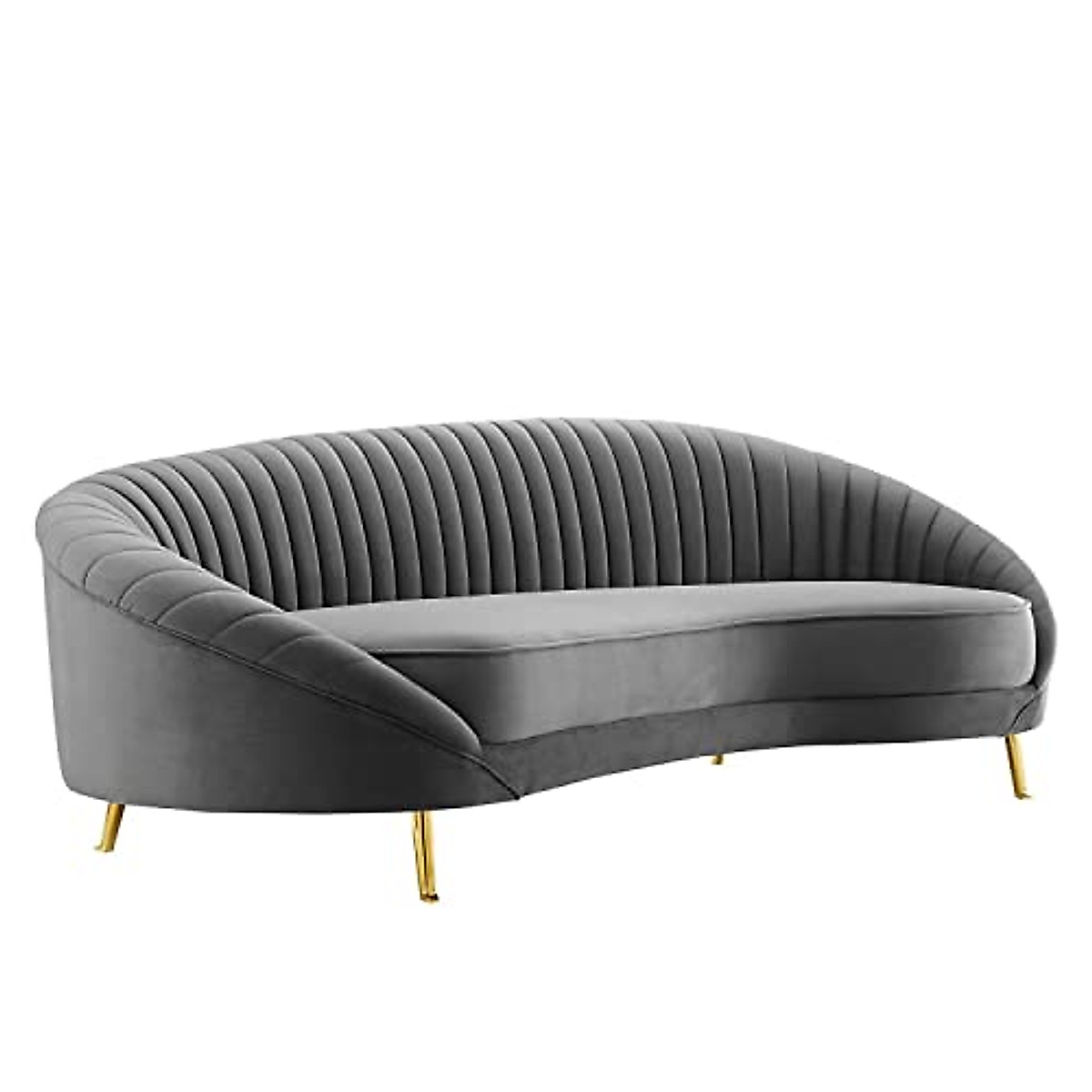 Modway Camber Channel Tufted Performance Velvet Sofa in Gray
