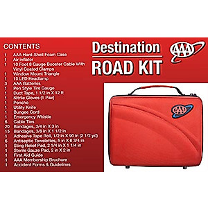 Lifeline AAA 4365AAA Destination Road, 68 Piece Emergency Car Tire Inflator, Jumper Cables, Headlamp, Warning Triangle and First Aid Kit