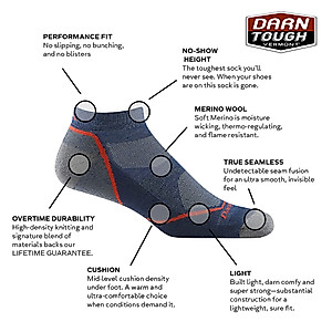Darn Tough Men's Light Hiker No Show Lightweight with Cushion Hiking Sock (Style 1990) - Cascade, X-Large