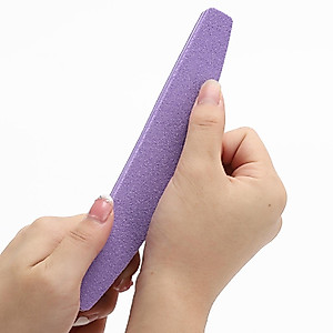 20 Pack Nail Buffer 100/180 Grit Washable Double Sided Nail Sanding Block File for Acrylic Natural Gel Nails, Purple