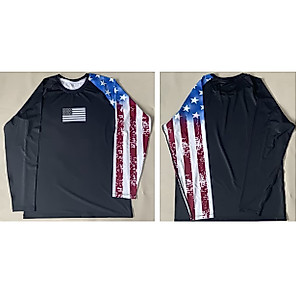American Flag Mens Long Sleeve Rash Guard Compression Gym Trainning Casual Tops for bjj jiu jitsu