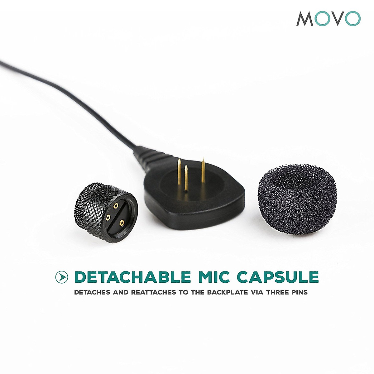 Movo LV-M5 Pin-On Lavalier Microphone for Crisp Audio Capture - Compatible with Cameras, Camcorders, and Recorders with 3.5mm TRS Connector - Pin Mic for Video Recording