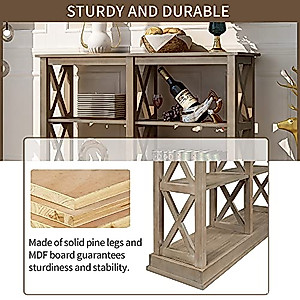 Livavege Console 3-Tier Open Storage, Narrow Sofa Entry Way w/Wood X-Shaped Frame, Entrance Tables for Small Space, Living Room, Entryway, Foyer, Hallway, Office, Natural