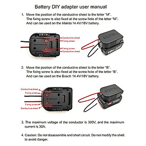 QINIZX Power Wheels Adaptor for Bosch/Makita 18V 14.4V Battery Power Mount Connector Adapter Dock Holder with 12 awg Wires DIY Power Tools RC Toys Robotics