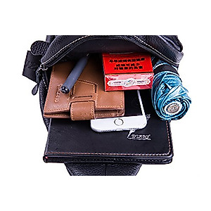 Chrysansmile Genuine Leather Shoulder Sling Backpack Bag Unisex Outdoor Crossbody Sling Pack Sport Daypack - Black One Size