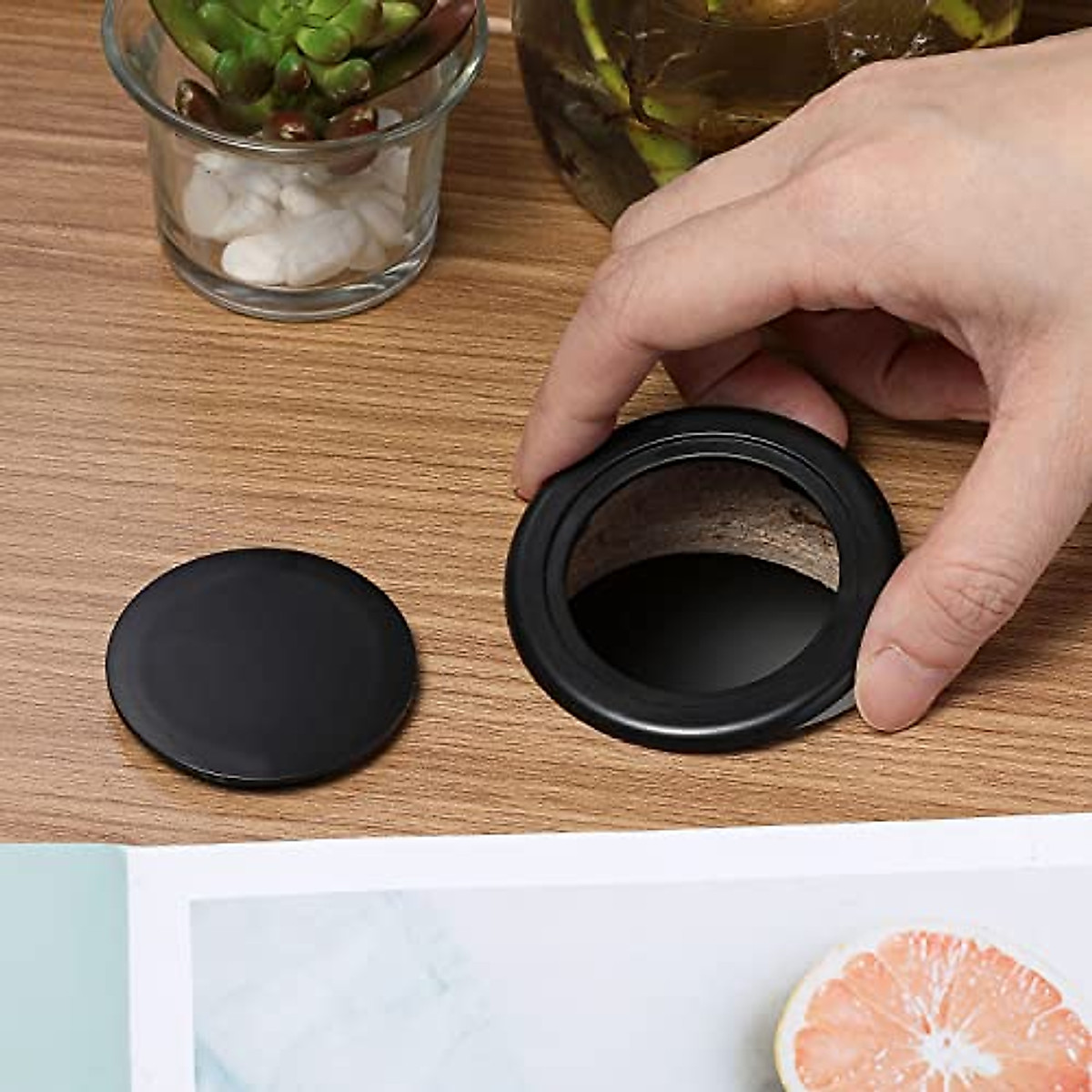 SAVITA 3pcs Umbrella Hole Ring, 3 Sizes Anti-Skidding Silicone Umbrella Hole Plug Suitable for Pool Umbrella Hole and Cap for Patio Garden Beach Table (Clear Black)