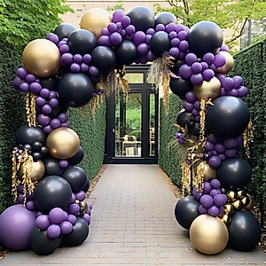 Black Balloons-Double Stuffed Black Balloons Different Sizes Latex Premium Black Balloon Garland Matte Black balloon Arch Kit for Birthday Graduation Wedding Baby Shower Party decorations