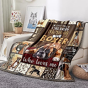 Tupmnbry Boxer Dog Blanket Cute Puppy Throw Blanket Super Soft Flannel Throw Blanket Lightweight Fluffy Plush Fuzzy Bed Blanket for Cute Pet 50"X60"