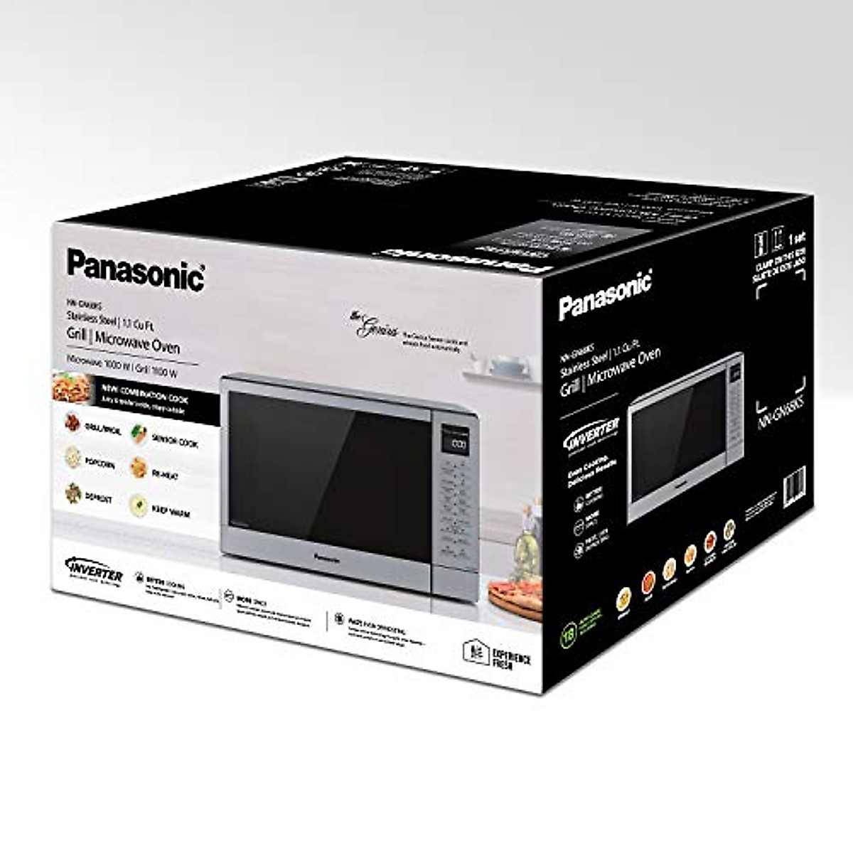 Panasonic NN-GN68KS Countertop Microwave Oven 2-in-1 FlashXpress Broiler, Inverter Technology for Even Cooking and Smart Genius Sensor, 1000W, 1.2 cu.ft Microwave-NN-GN68KS (Stainless Steel/Silver)