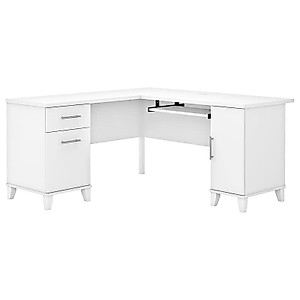 Bush Furniture Somerset 60W L Shaped Desk with Storage in White