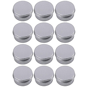 Hulless 0.5 Ounce Aluminum Tin Jar Refillable Containers 15 ml Aluminum Screw Lid Round Tin Container Bottle for Cosmetic,Lip Balm, Cream, 12 Pack.