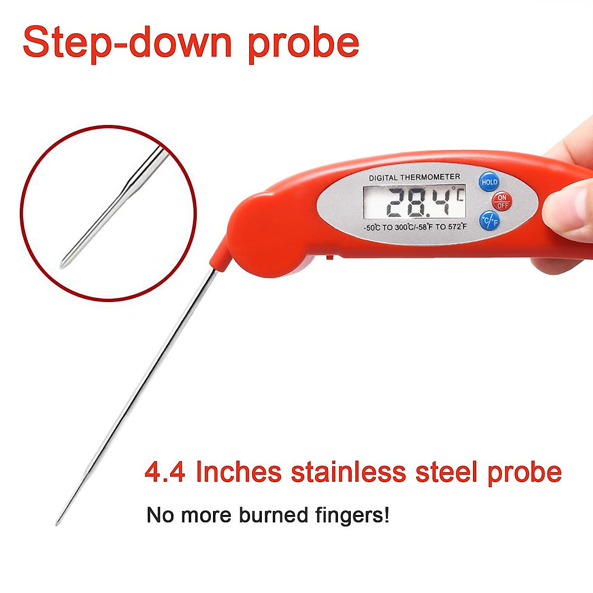 Food Thermometer,Cooking Thermometer Instant Read Thermometer Candy Thermometer with Super Long Probe for Kitchen Cooking BBQ Grill Smoker Meat Fry Food Milk Yoghourt-Blue