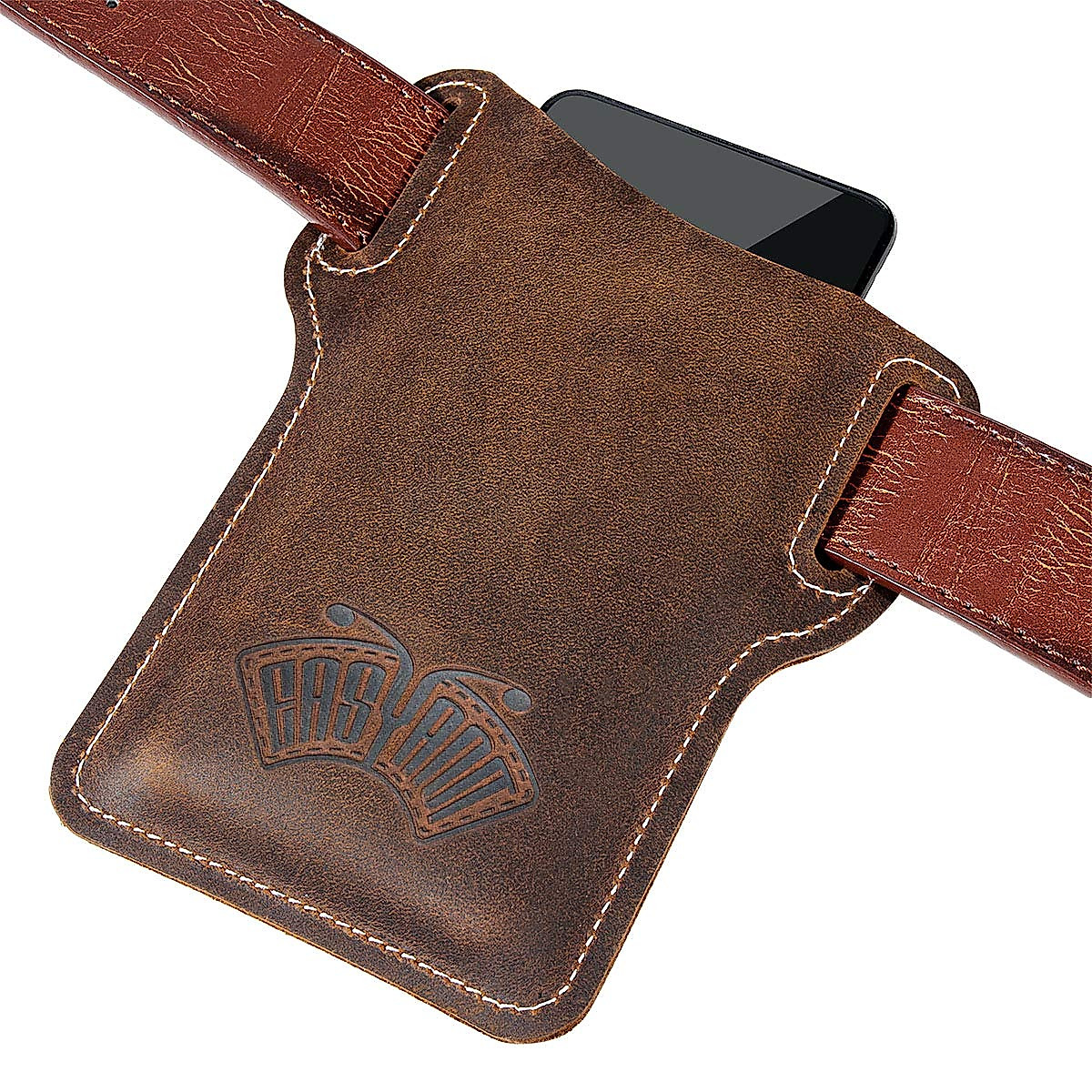EASYANT Leather Cell Phone Holster Men Universal Case Waist Bag Sheath with Belt Loop Brown