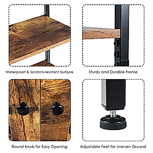 Tangkula Storage Cabinet, Industrial Bookshelf and Bookcase, Freestanding Floor Cabinet with 3 Shelves and 2 Louvered Doors, for Living Room Study Home Office, 27.5 x 12 x 47.5 Inch, Rustic Brown