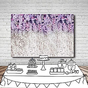 MEHOFOND Lavender and White Floral Bridal Shower Photo Studio Background Props Light Purple Lilac Wedding Photography Backdrop for Girl Portrait Baby Shower Birthday Party Decoration Banner 7x5ft