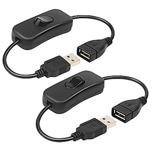ELECTOP 2 Pack Male to Female USB Cable with On/Off Switch, USB Extension Inline Rocker Switch for Driving Recorder, LED Desk Lamp, USB Fan, LED Strips
