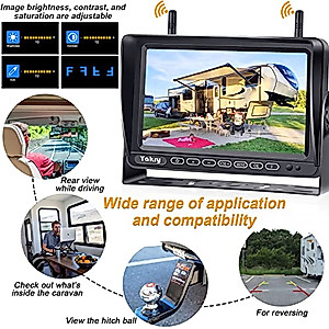 Yakry RV Backup Camera Wireless HD 1080P with 7 Inch Touch Key DVR Monitor for RVs,Campers,Trailers,Trucks Adapter For Furrion-Pre-wired RVs High-Speed Rear View Observation IR Night Vision Y27
