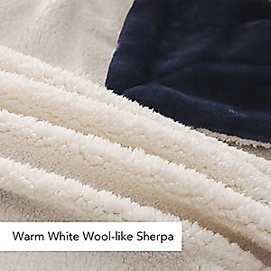 LuxenrelaX Sherpa Fleece Blanket for Couch, Warm Thick Reversible Blanket with 2 Layer, Double-Sided Super Soft Blanket for Bed (Navy, 60" x 80")