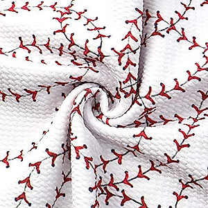 David Angie Baseball Printed Bullet Textured Liverpool Fabric 4 Way Stretch Spandex Knit Fabric by The Yard for Head Wrap Accessories (Baseball)