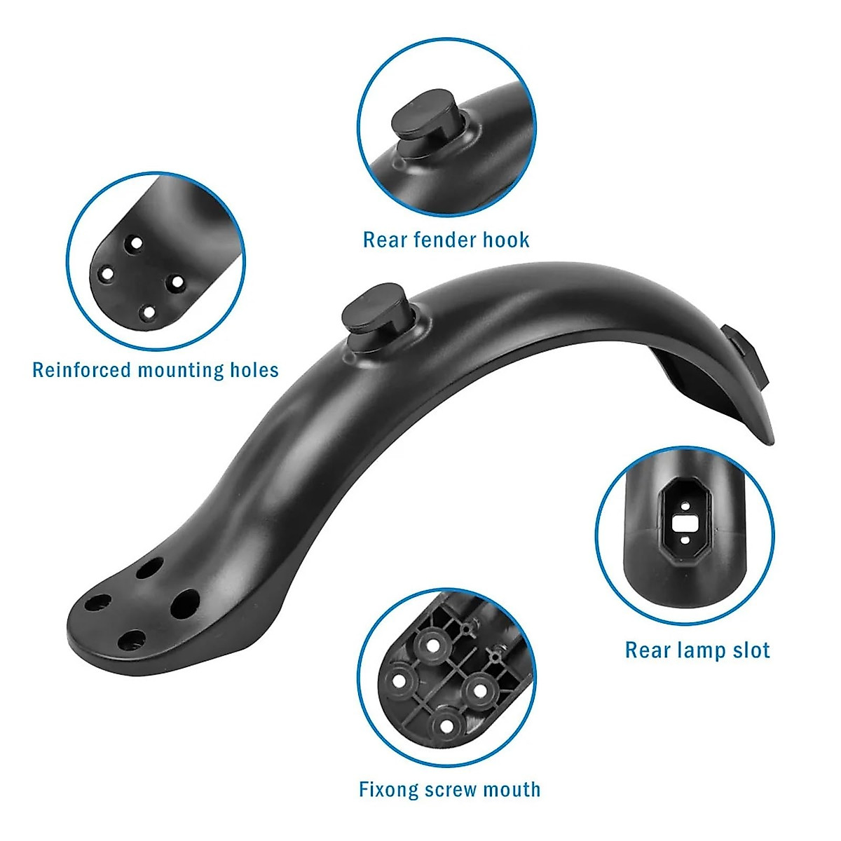 PRIMUZ Electric Scooter Rear Mudguard Bracket Tail Light Compatible with 4 Screws Fender Rubber Cap Set Compatible with 4 Holes E-Scooter Fenders Accessories (Color : White Set)