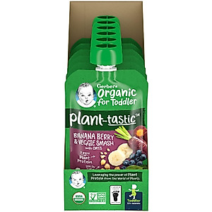 Gerber Organic for Toddler Plant-Tastic Pouches Variety Pack (6 CT (Pack of 1), Banana Berry)
