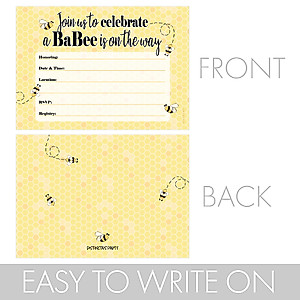 DISTINCTIVS Bumble Bee Baby Shower Party Invitations - BaBee on the Way - 10 Cards with Envelopes