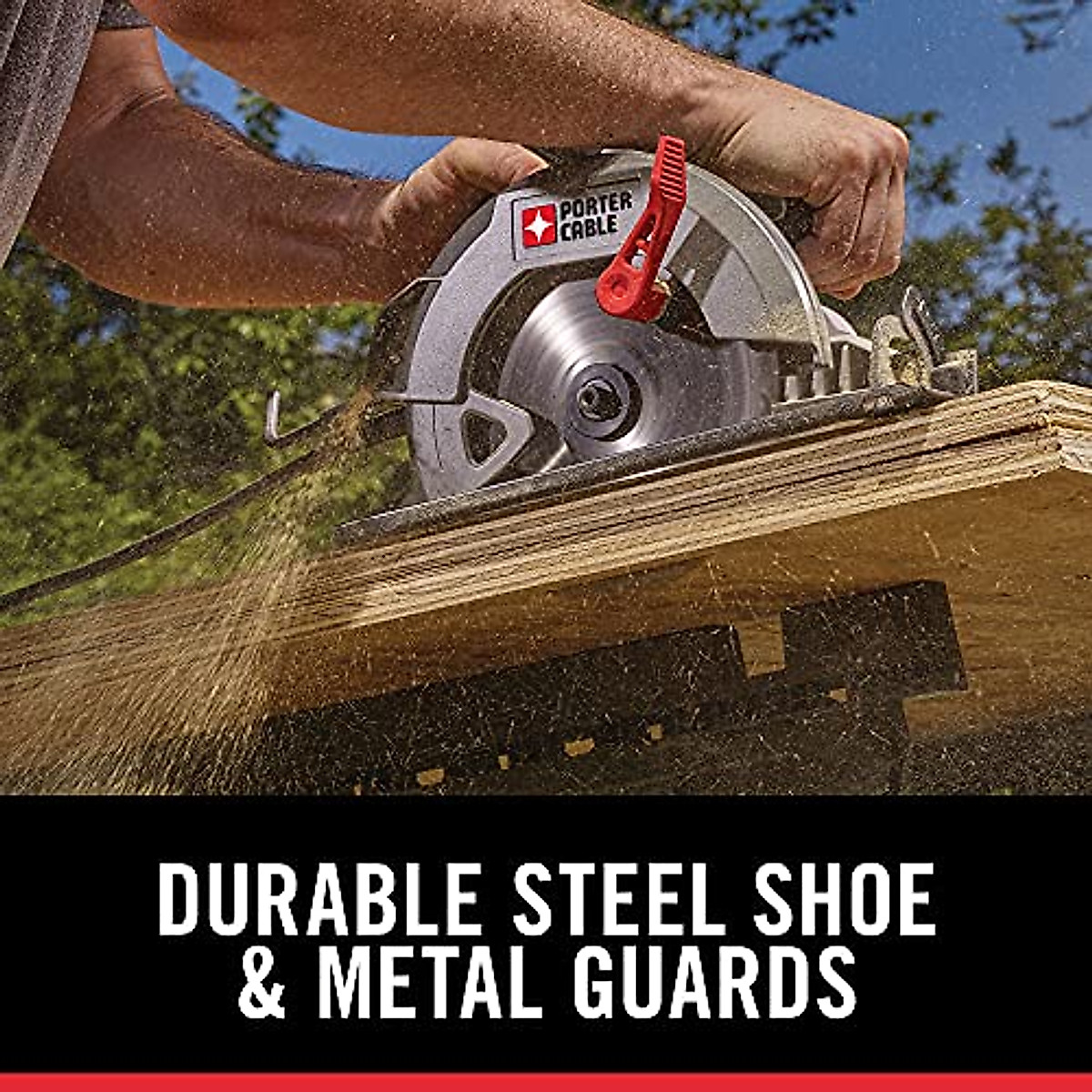 PORTER-CABLE 7-1/4-Inch Circular Saw, Heavy Duty Steel Shoe, 15-Amp (PCE300)