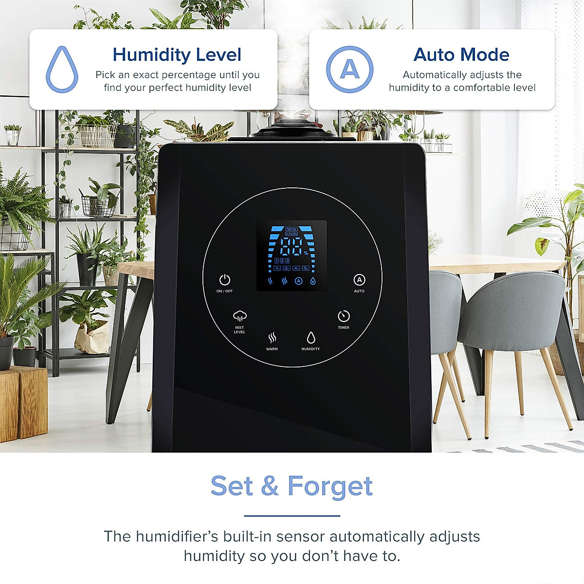LEVOIT Humidifiers for Large Room Bedroom (6L), Black & Humidifiers for Bedroom Large Room Home, 6L Top Fill Cool Mist Air Ultrasonic for Plants Indoor with Essential Oils Diffuser, Gray