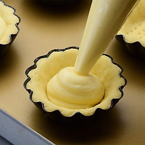 Amytalk 12 Packs Egg Tart Mold, Upgrade Bigger Size 3 x 0.9inch, Cupcake Cake Muffin Mold Tin Pan Baking Tool, Carbon Steel