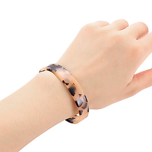 Open Cuff Bracelet Statement Acrylic Resin Lucite Cuff Bracelet Minimalist Tortoise Shell Bangles Bracelet Adjustable Lightweight Bangle (Leopard)