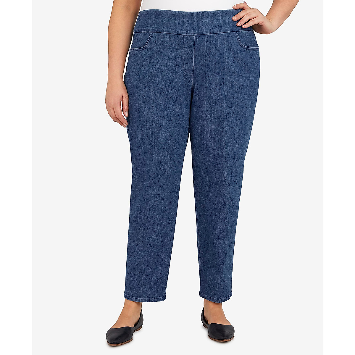 Alfred Dunner Womens Plus-Size Super Stretch Mid-Rise Average Length Pant, Medium Denim, 18W