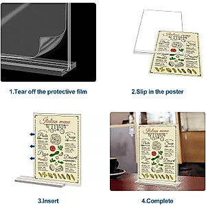Cranviech 6 Pack 8.5 x 11 Acrylic Display Stand, Double-Sided Vertical, T-Shape Desktop, Clear Acrylic, Pedestal Base
