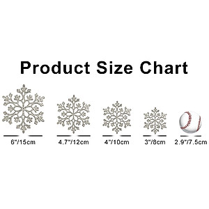 XmasExp 80mm/3inch Glitter Snowflake Ornaments Set Mini Christmas Tree Hanging Plastic Decoration for Xmas Party Wedding Anniversary Window Door Home Accessories (30pcs,Silver)