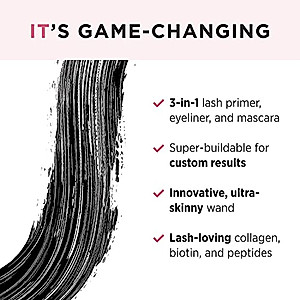 IT Cosmetics Tightline 3-In-1 Lash Primer, Eyeliner & Black Mascara - Lengthens & Conditions Lashes - Ultra-Skinny Wand - Infused With Collagen, Biotin, Peptides & Antioxidants - 0.12 Fl Oz