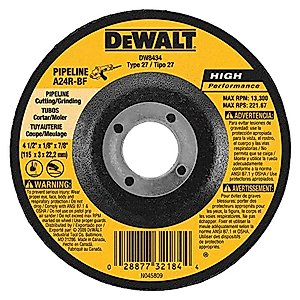 DEWALT DW8435 4-1/2-Inch by 1/8 Inch by 5/8-Inch -11 Pipeline Cutting/Grinding Wheel