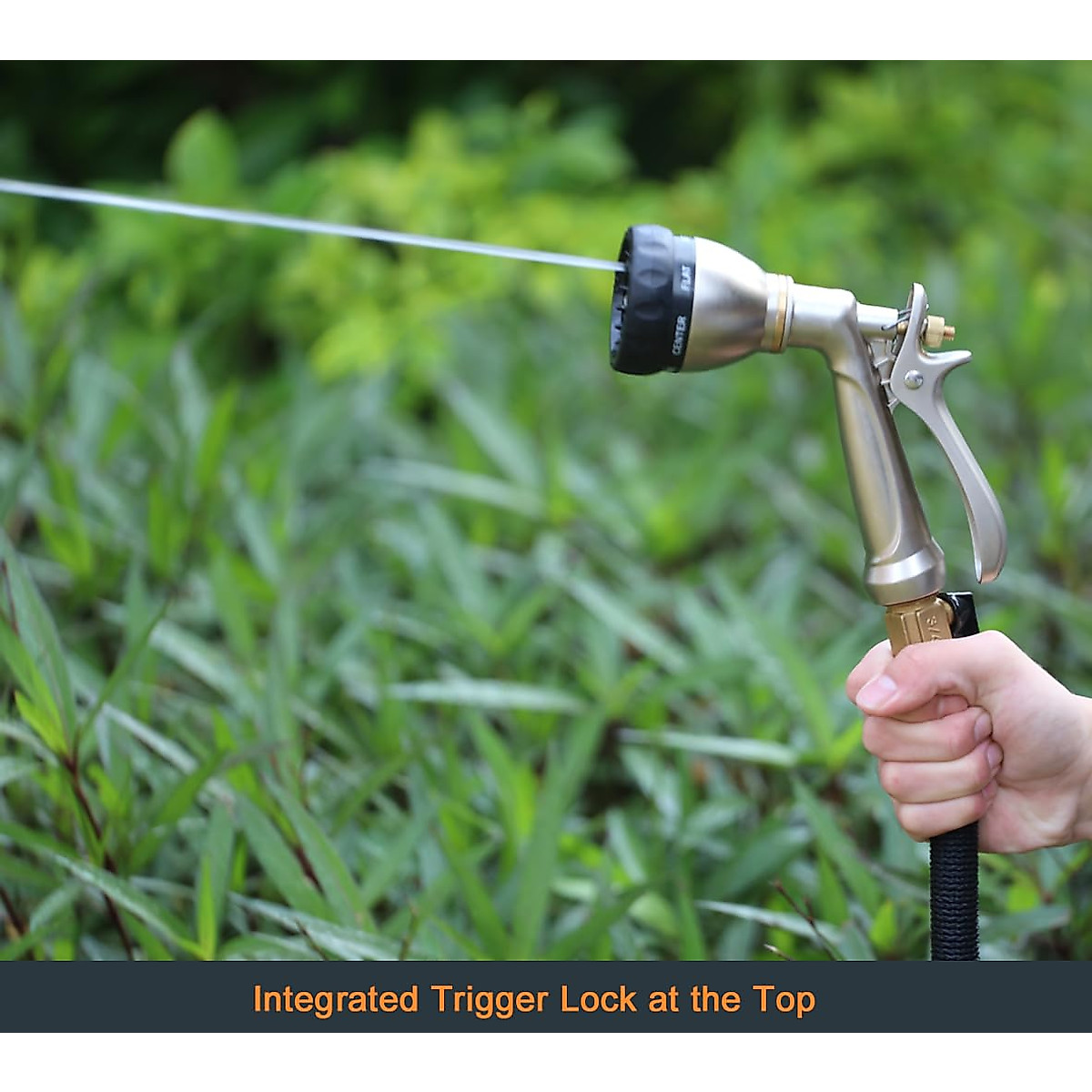 ESOW Garden Hose Nozzle 100% Heavy Duty Metal, Water Hose Sprayer with 7 Watering Patterns, Rear Trigger Design, High Pressure Nozzle Sprayer for Watering Plants, Car and Pet Washing