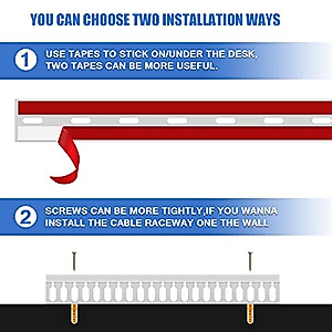 Cable Duct Management Raceway Kit, 31.4" (2 x 15.7) Server Rack Cable Management, Cable Management for Hide Network HDMI VGA Cable, Open Slot Cable Track Desk Wire Channel, Cable Raceway White 2 Pack