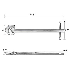 QYQRQF Adjustable Basin Wrench, 11" Adjustable Tap Nut Spanner Telescopic Basin Spanner for Fixing Back and Union Nuts Under Sink (3/8-1 in.)