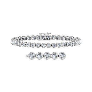 5 Carat Bezel Set Diamond Tennis Bracelet in 14K White Gold (7.5 Inch)