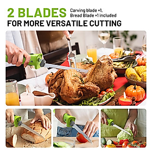 Eyoyofishcam Cordless Electric Knife, Rechargeable Battery Powered Knife w/ 2 Reciprocating Serrated Stainless Steel Blades, for Carving Meat Turkey Fish Fillet Bread Slicing Cutting