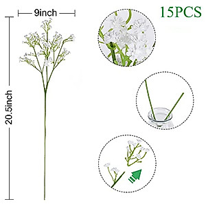 DEEMEI Artificial Baby Breath Gypsophila Flowers Bouquets 15 pcs Real Touch Flowers for Wedding Party DIY Wreath Floral Arrangement Home Decoration (White)