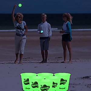 Juegoal Outdoor Toss Game Glow in Dark with Noctilucent 12 Buckets & 6 Balls, Throwing Game for Beach, Camping, Lawn and Backyard