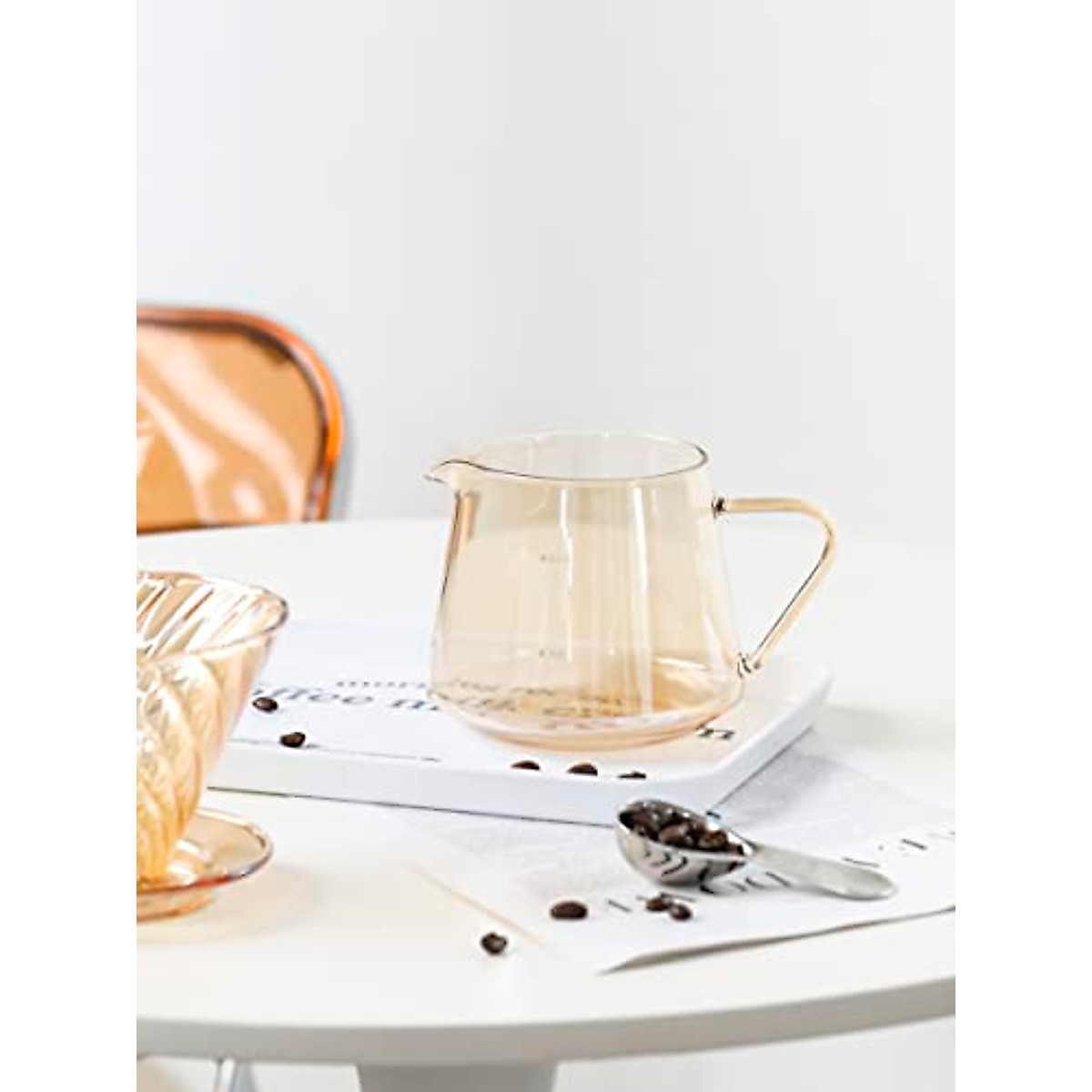 Pour Over Coffee Maker Set with Glass Dripper, 600ml 20oz V60 Coffee Server Pot, 50 Paper Filter and Spoon, Gift Kit for Coffee Lover