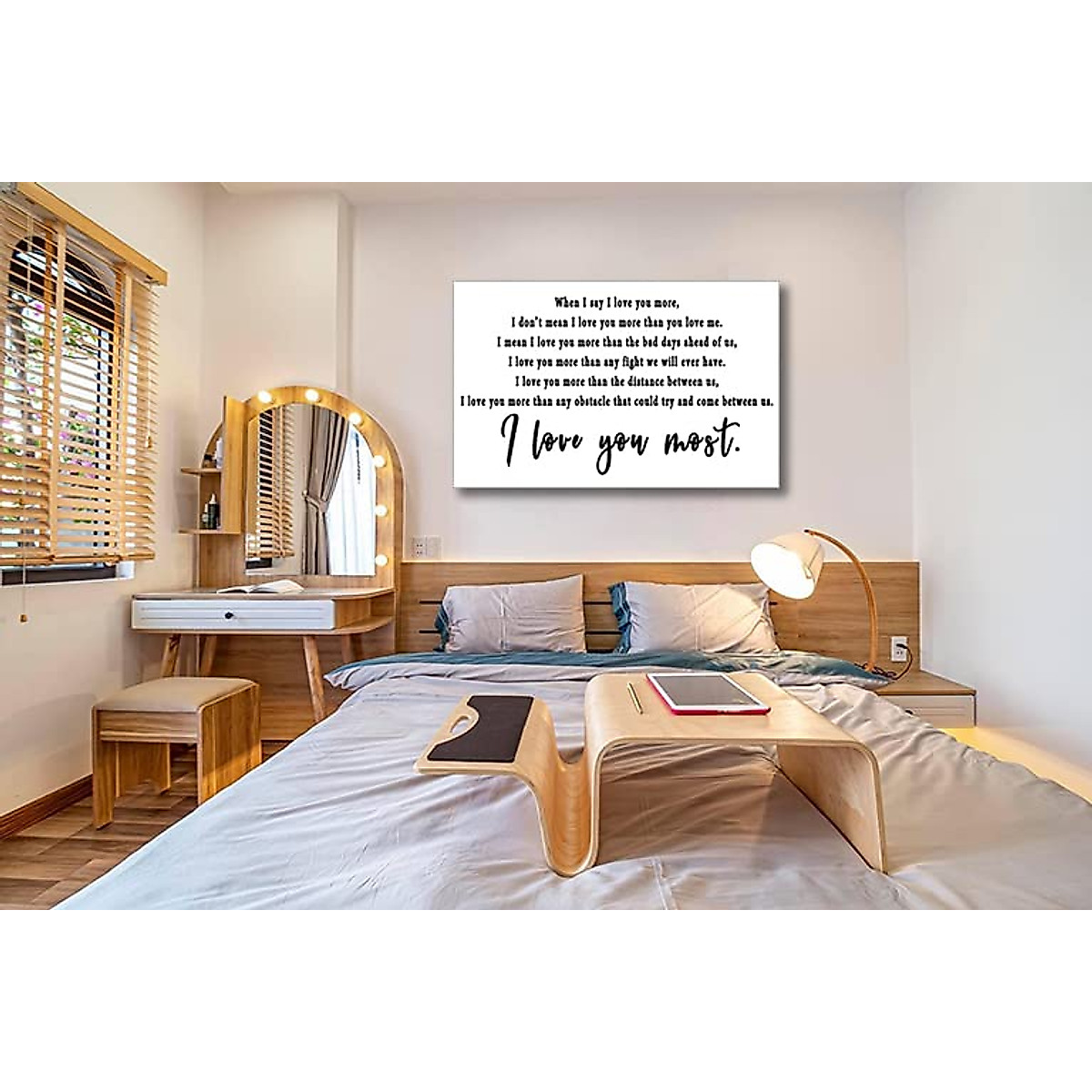 NLKTIYC I Love You More Wall Art,When I say I Love You More Canvas Print,I Love You Most Decor,Black and White Master Bedroom Picture,Over The Bed Typography Sign,Living Room Decal,Frame Easy to Hang