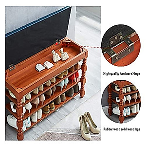 ALDEPO Shoe Cabinet 2/3 Layer Shoe Stool Shoe Bench in Entrance Hallway Shoe Rack Solid Wood Storage Cabinet with PU Seat Cushion Living Room Hotel Bedroom Wardrobe Retro Style Easy to Use