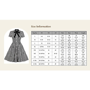 Wellwits Women's Tie Neck Halloween Gothic Black and Green Stripe Vintage Dress M